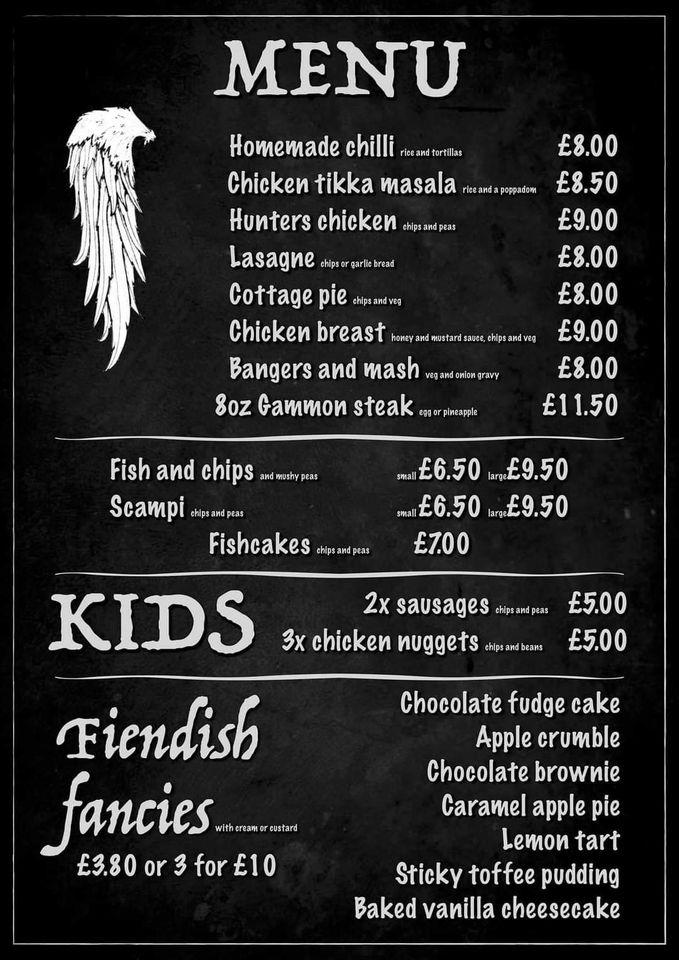 Menu at The Old Angel Inn pub & bar, Bardney