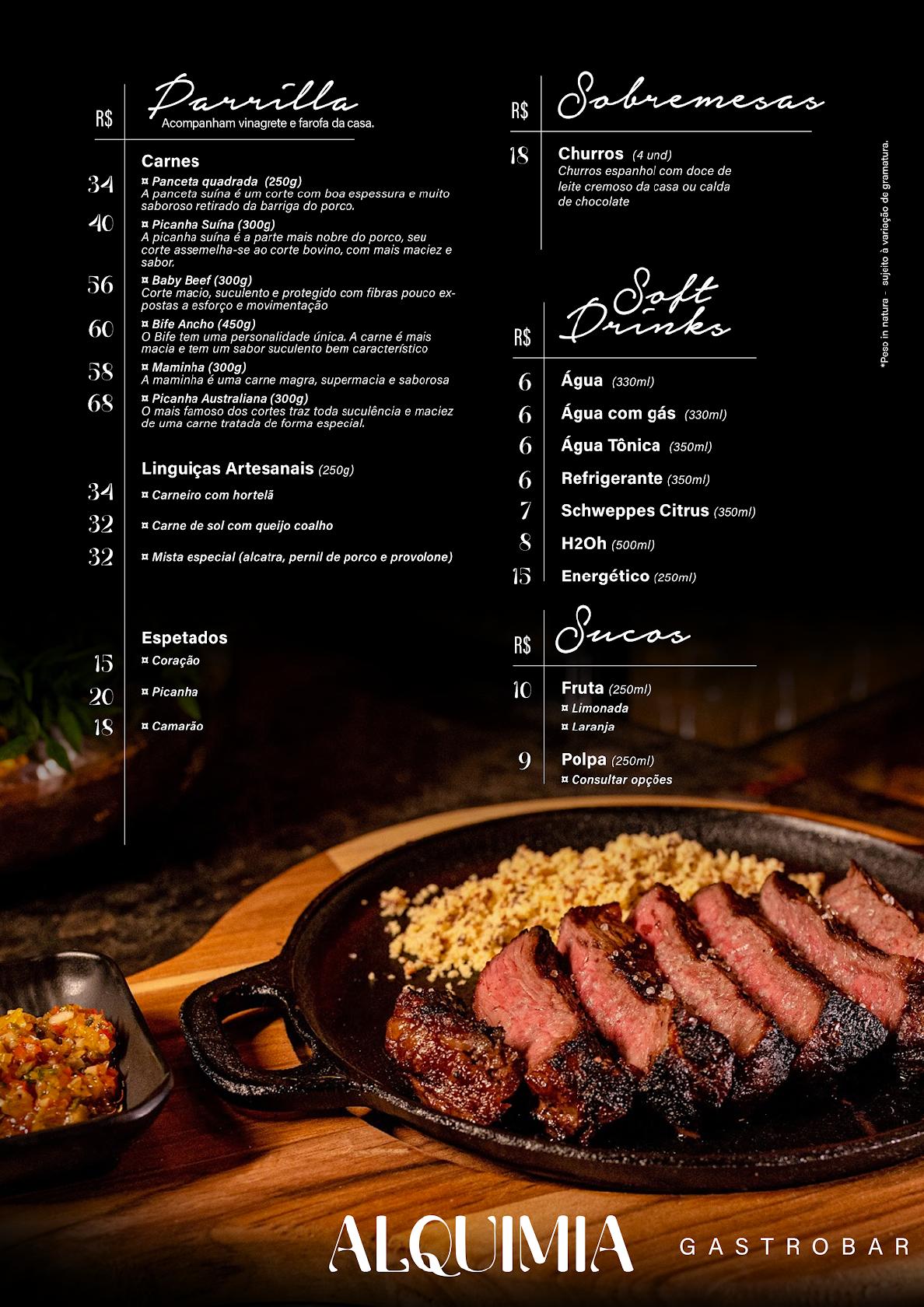 Menu at Alquimia Gastrobar, João Pessoa
