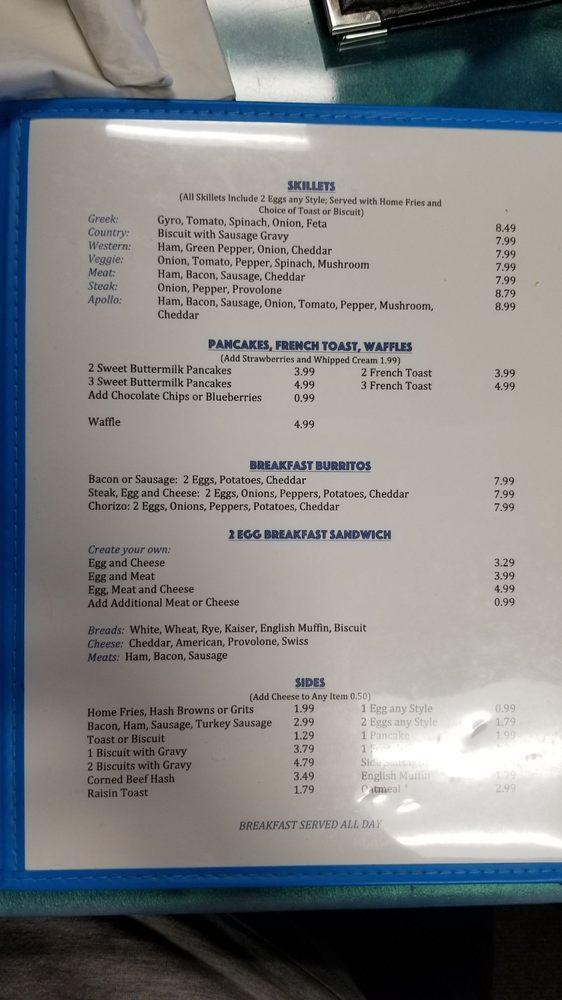 Menu at Apollo Beach Diner restaurant, Apollo Beach