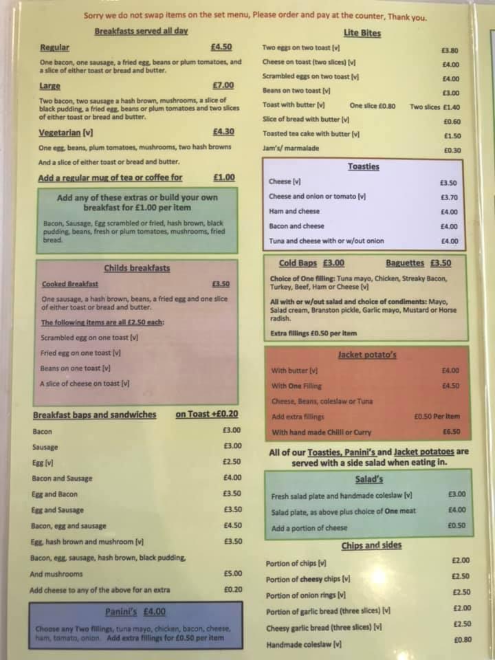 Menu at Crofters Pantry cafe, Prestatyn