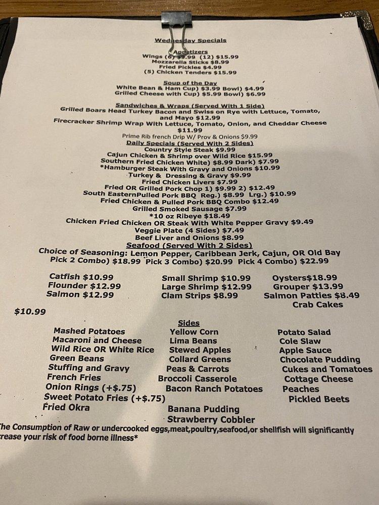 Menu at Sawmill Restaurant, Wilmington