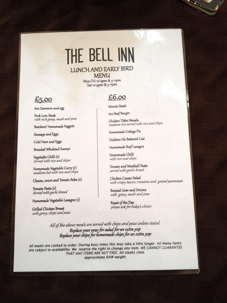 Menu at The Bell Inn pub & bar, Wolverhampton