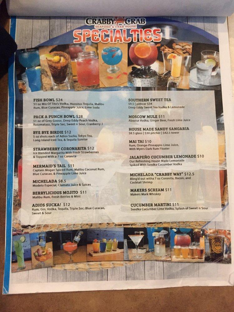 Menu at The Crabby Crab pub & bar, Los Angeles