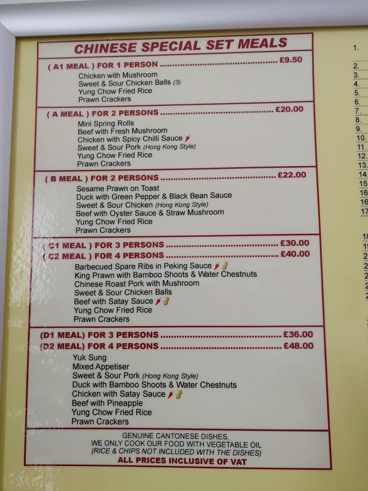 Menu at The White Rose fast food, Stourbridge