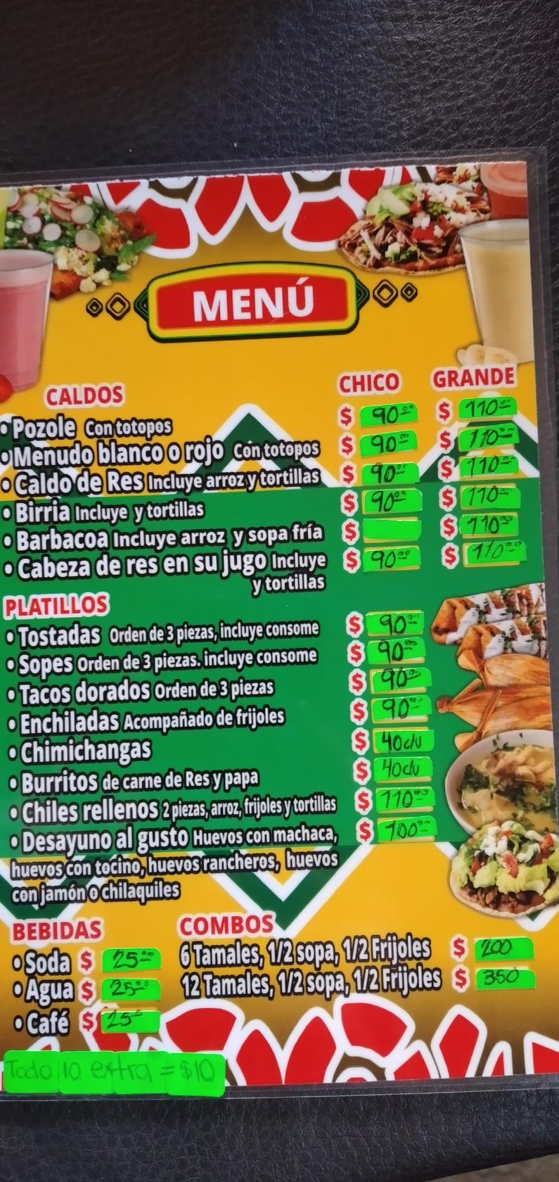 Menu at Antojitos Mexicanos Edith restaurant, Mexicali