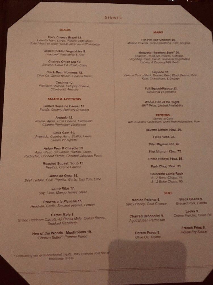 Menu at Cinder House and Bar, St. Louis, 999 N 2nd St