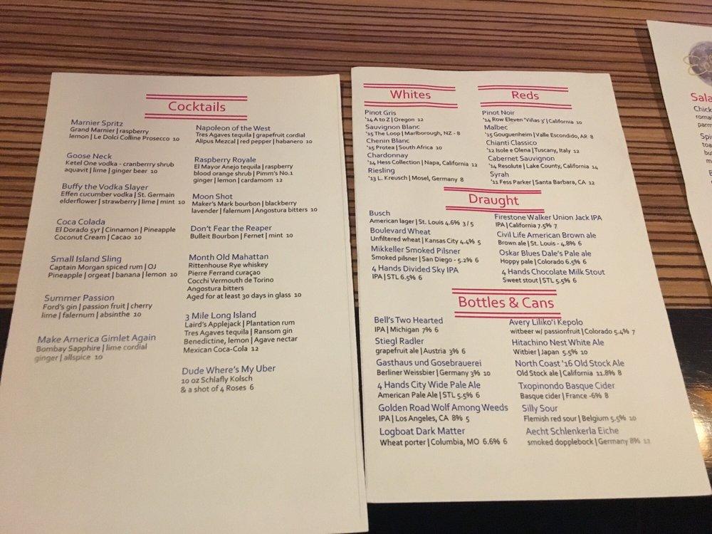 Menu at Eclipse Restaurant, St. Louis