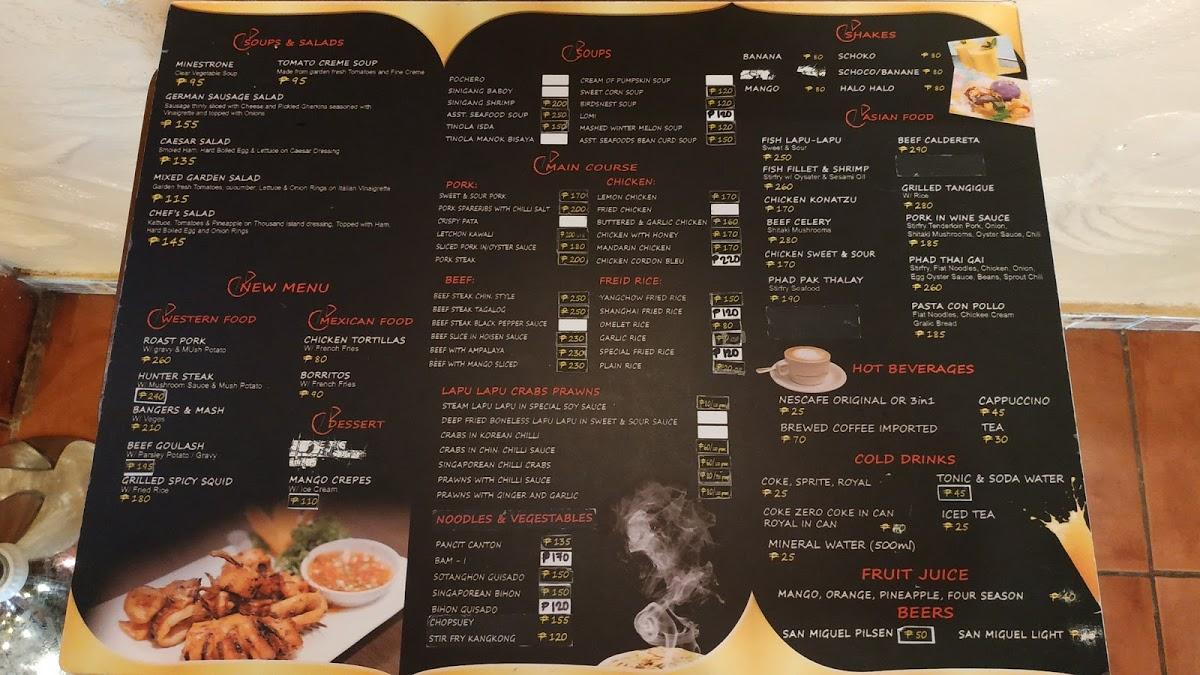Menu at Machu Picchu Restaurant, Bogo City