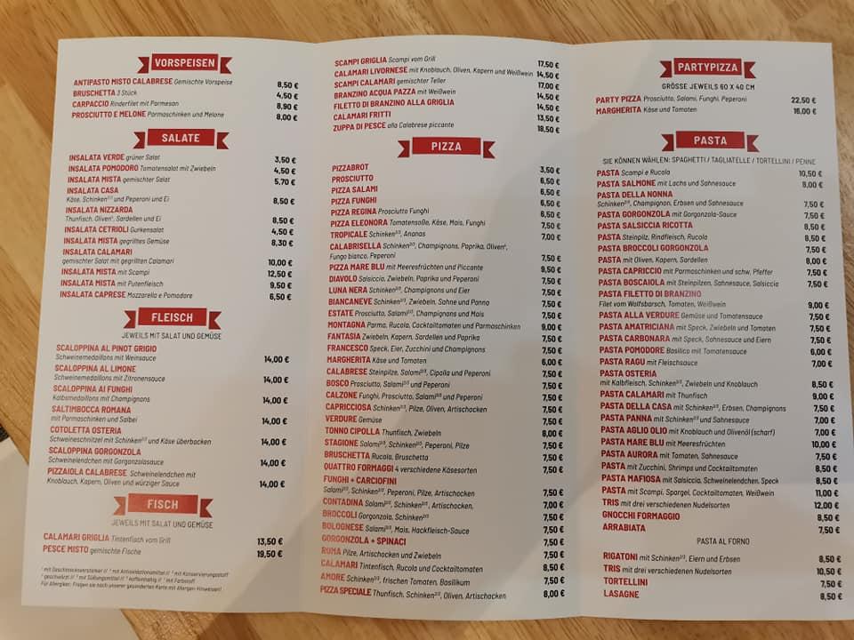 Speisekarte von Osteria Calabrisella restaurant, Fürstenzell, Hofgasse 8