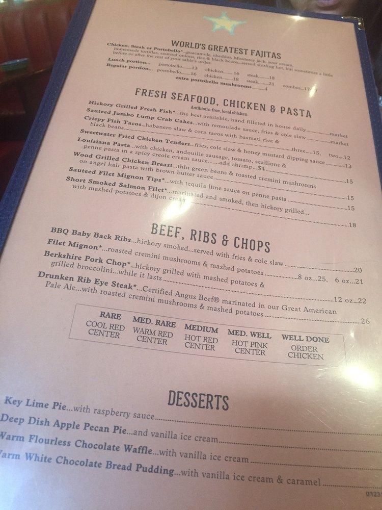 Menu at Sweetwater Tavern steakhouse, Merrifield