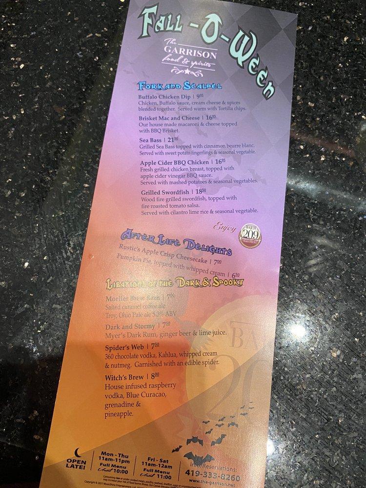 Menu at The Garrison pub & bar, Fremont