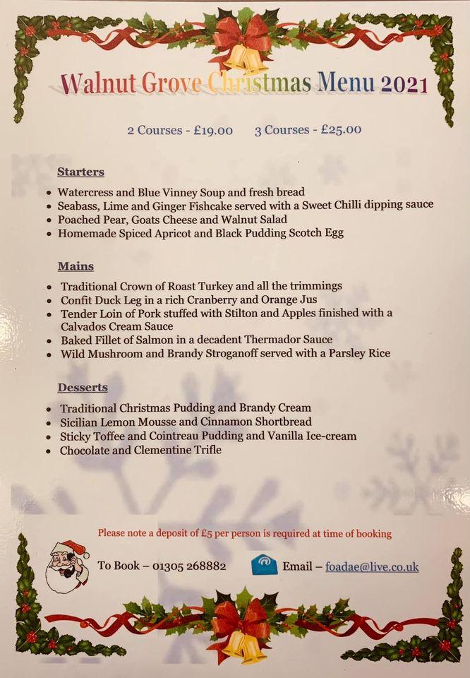 Menu at Walnut Grove cafe, Dorchester
