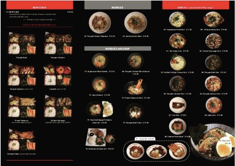 Menu at Highlands Sushi restaurant, Bowral
