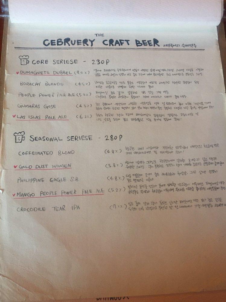 Menu at BARWOO, Panglao