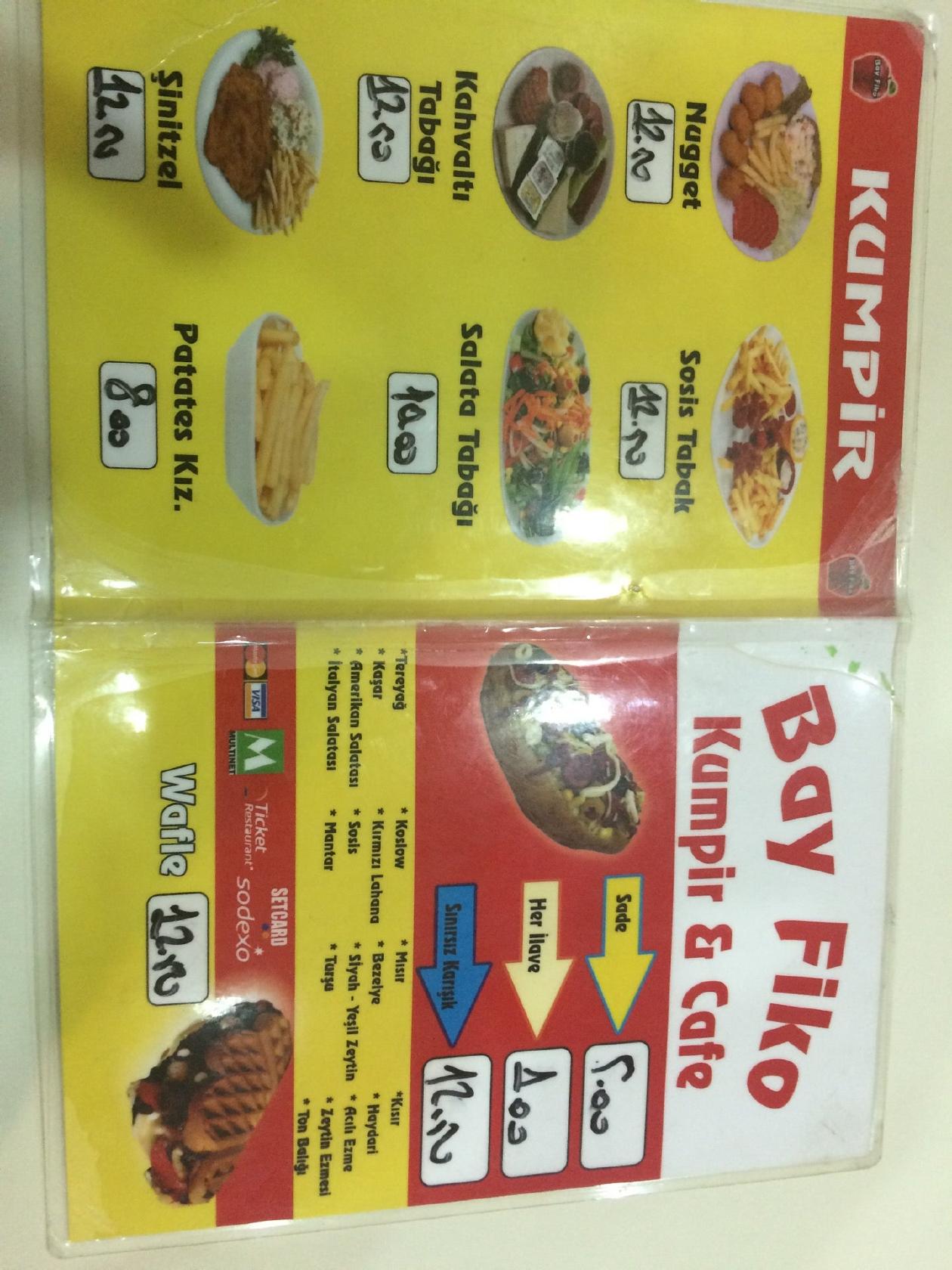 Carta de Bay Fiko Kumpir, Estambul