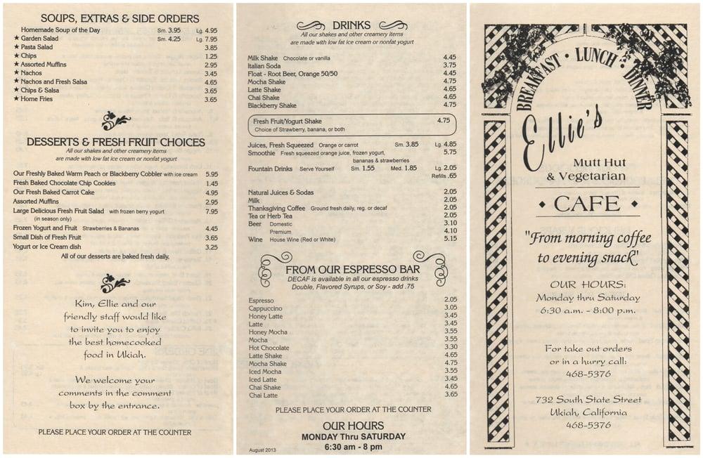 Carta del restaurante Ellie's Mutt Hut, Ukiah