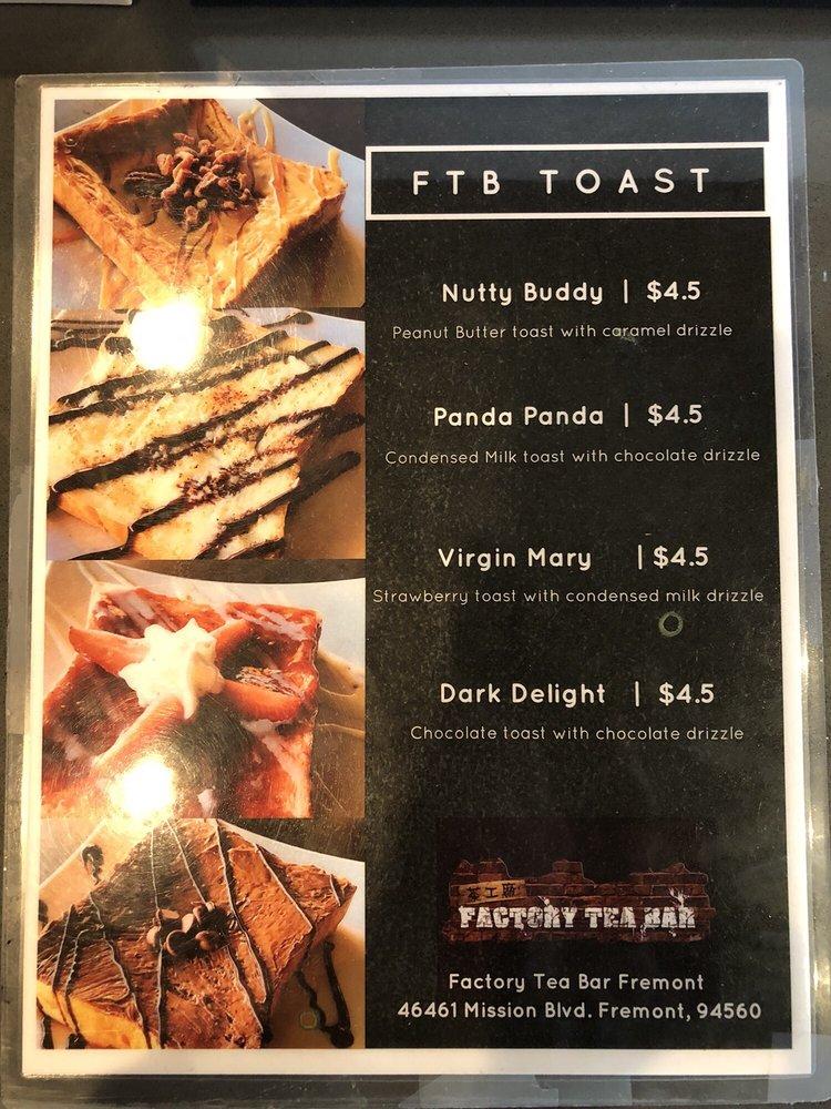 Menu at Factory Tea Bar, Fremont