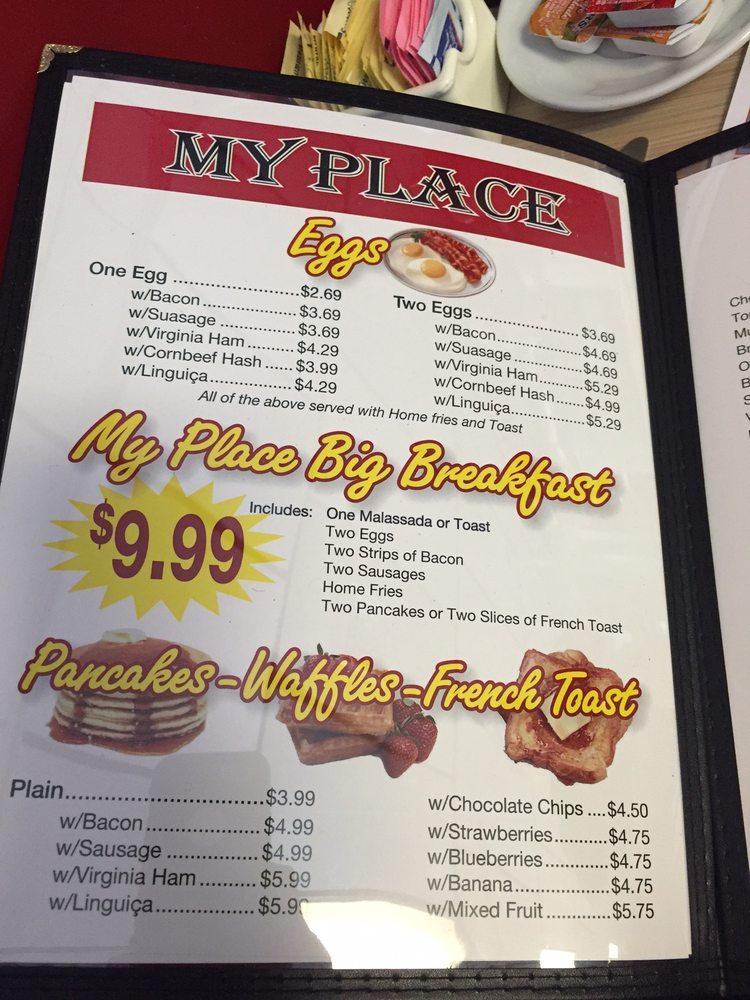 Menu at My Place Restaurant, New Bedford