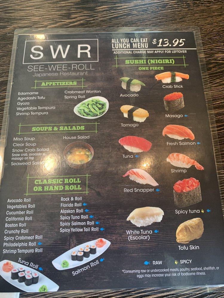 Menu at See-Wee-Roll Japanese Restaurant, Mobile