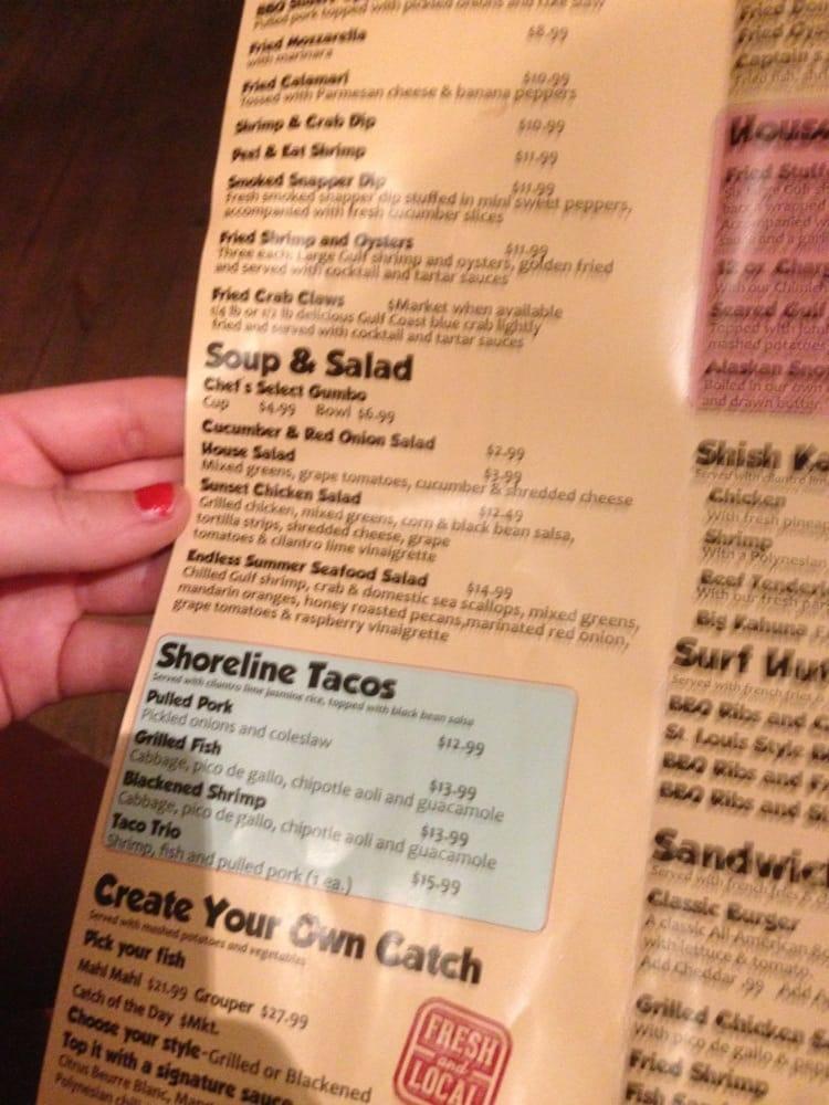 Menu at Surf Hut restaurant, Destin