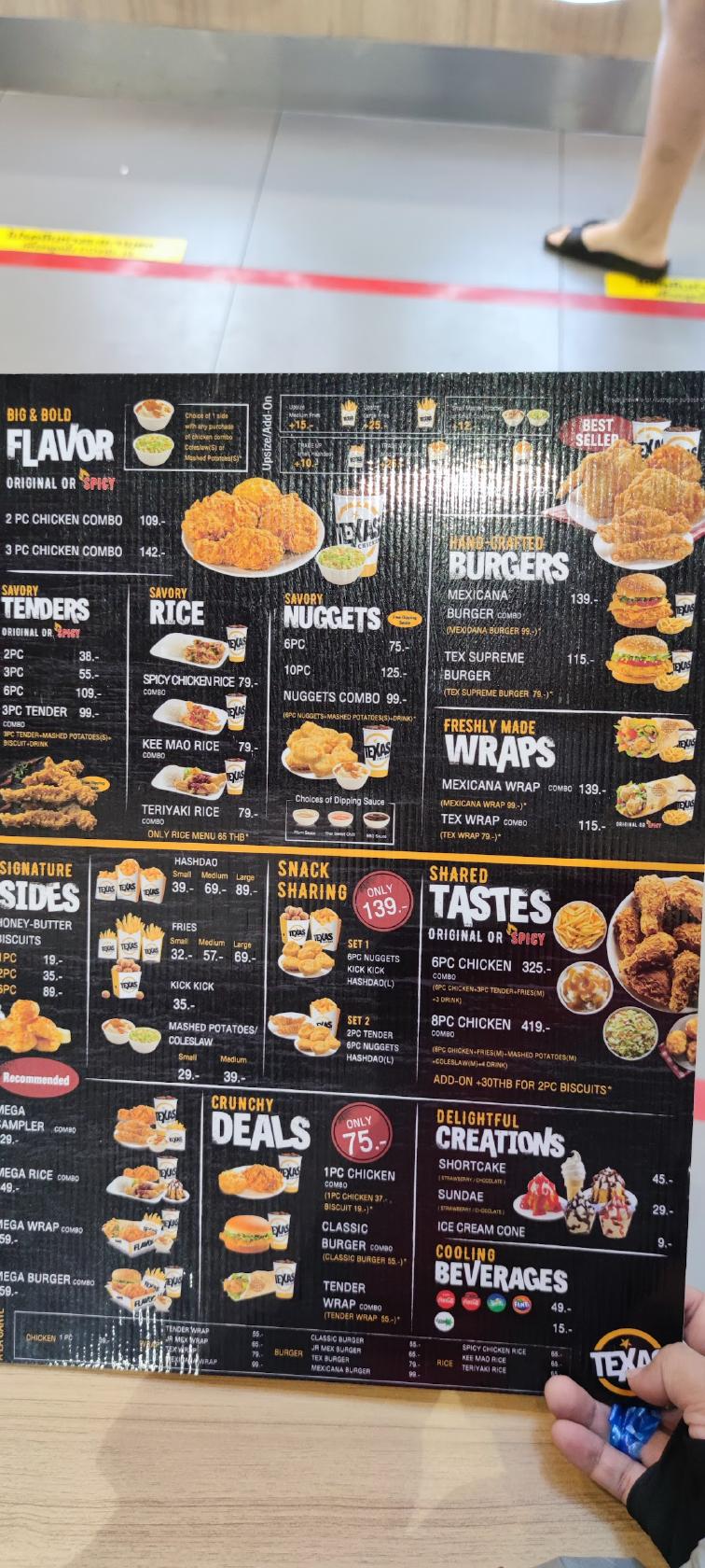 Menu at Texas Chicken, Market Place Nawamin restaurant, Bangkok