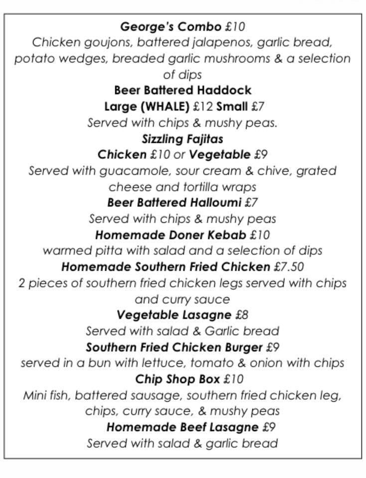 Menu at The George & Dragon pub & bar, Coalville