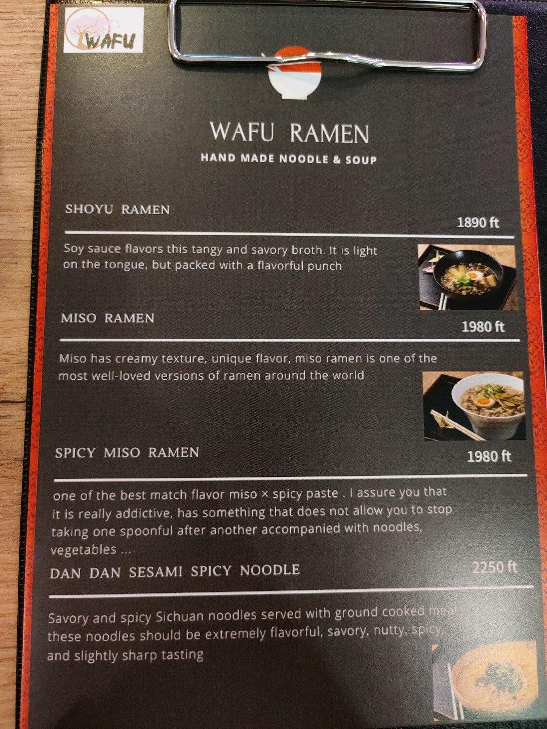 Menu at WAFU - Japanese gastro pub -, Budapest