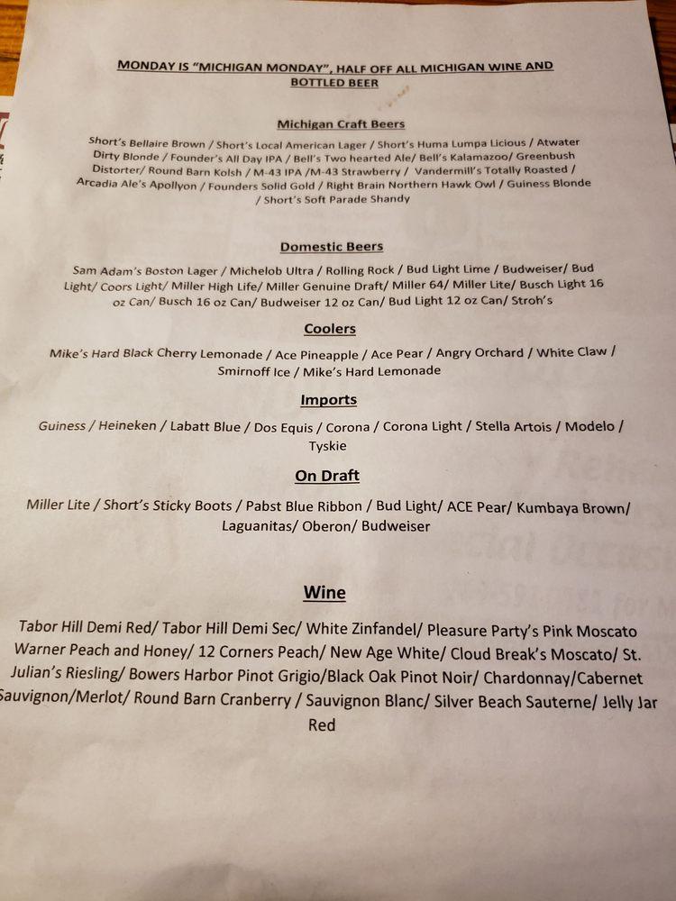 Menu at Wounded Minnow Saloon pub & bar, Dowagiac