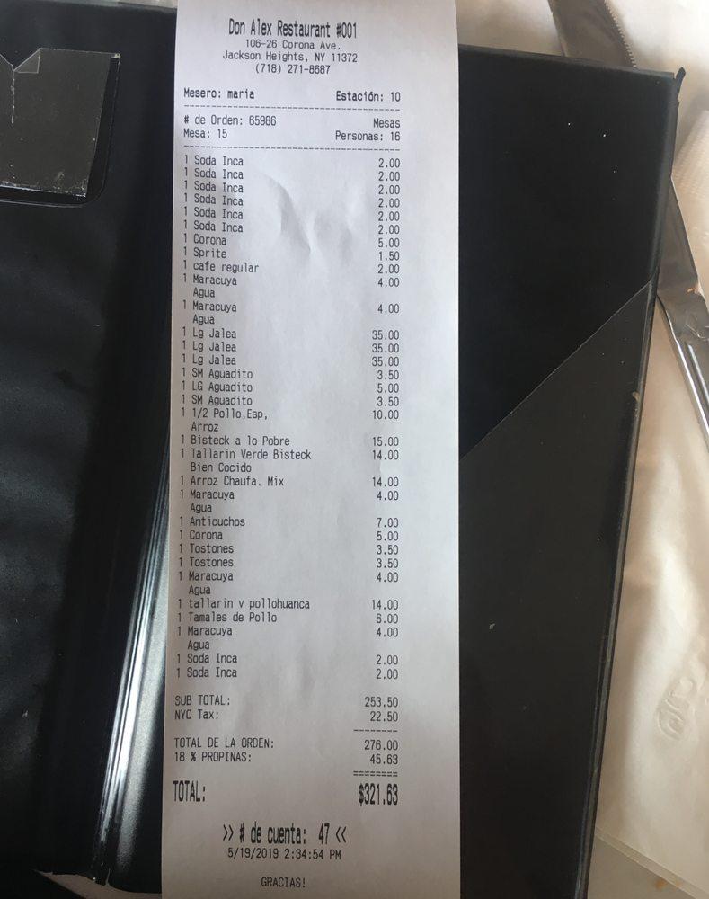 Menu at Don Alex Restaurant, Kenilworth