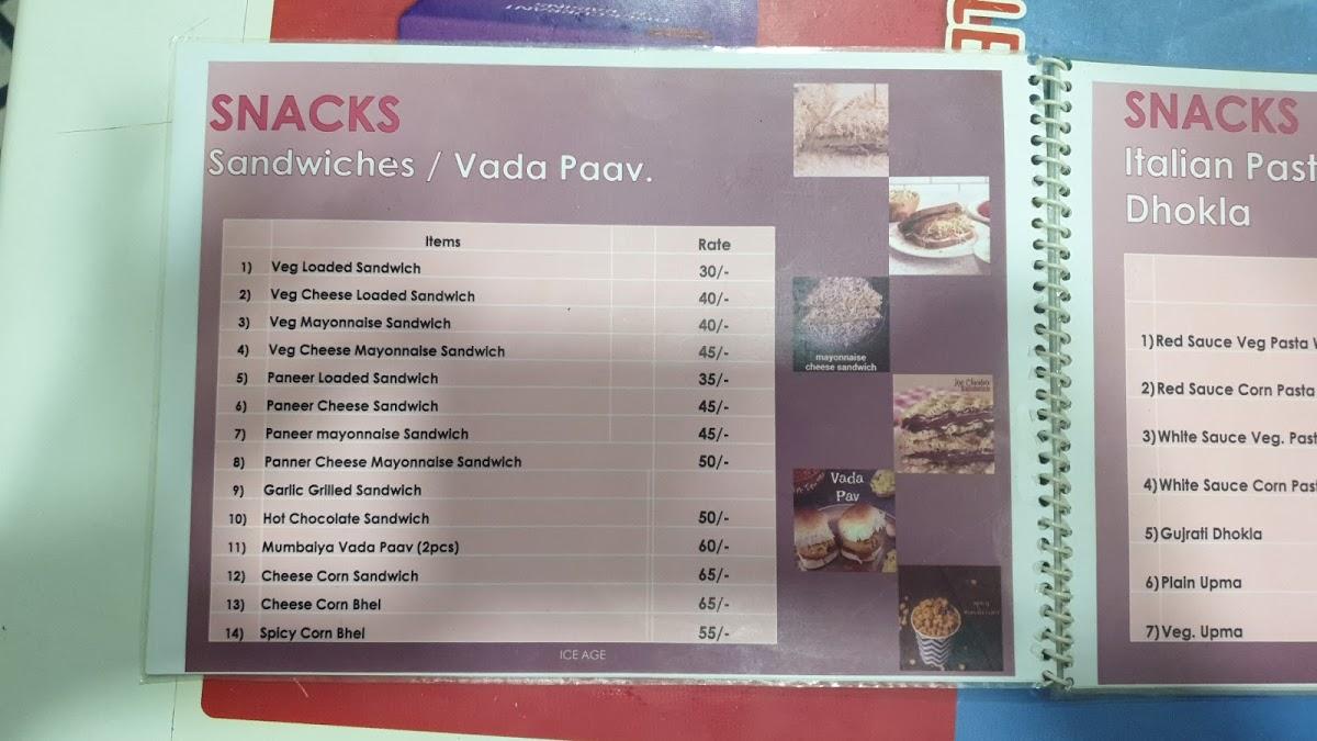 Menu at Ice Age, Dumka