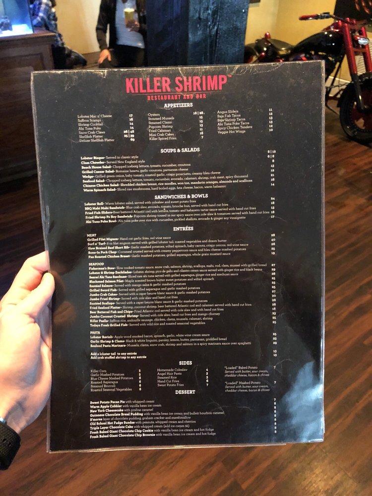 Menu at Killer Shrimp pub & bar, Marina del Rey, Admiralty Way