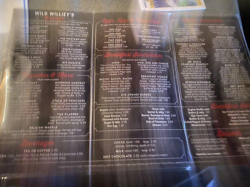 Menu at MaryBill’s Cafe, Fayetteville