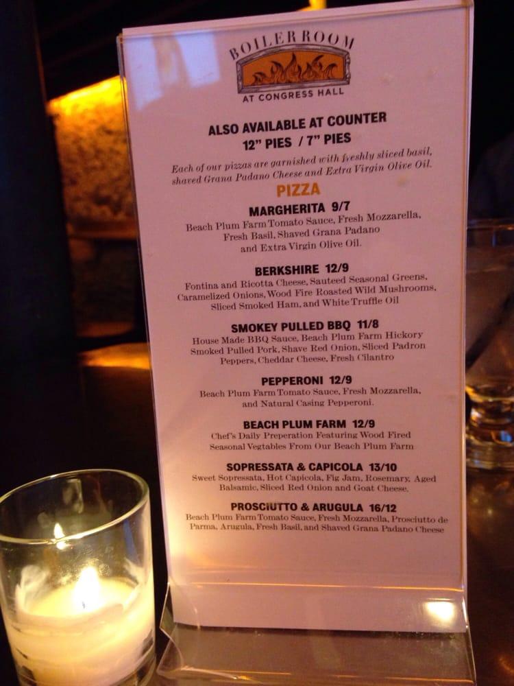 Menu at Congress Hall pizzeria, Cape May