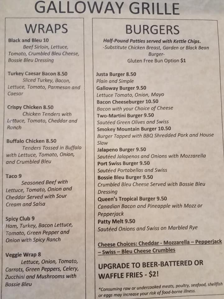 Menu at Galloway Grille pub & bar, Eau Claire