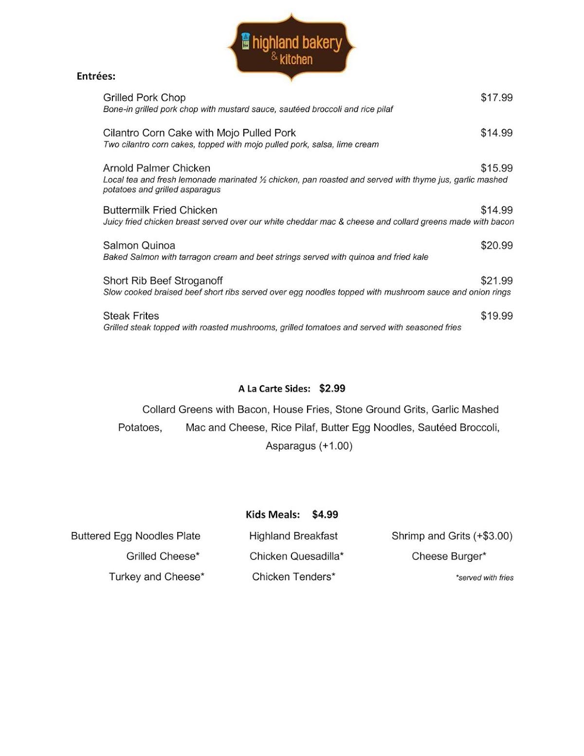 Menu at Friends Table Restaurant & Bar, Peachtree City