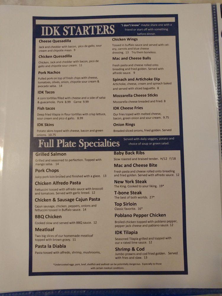 Menu at IDK Restaurant, Kennewick