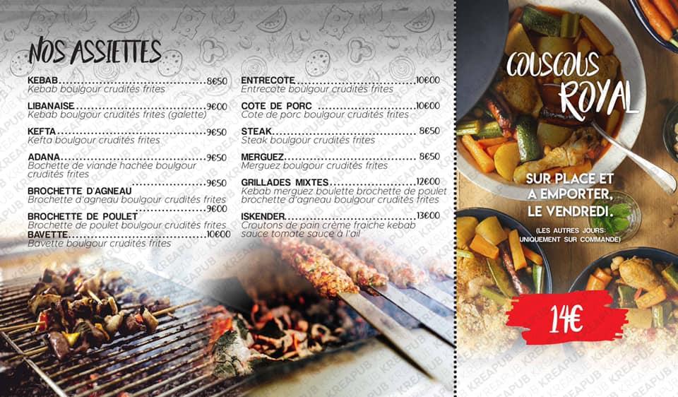 Menu at Marmaris restaurant, Auxi-le-Château