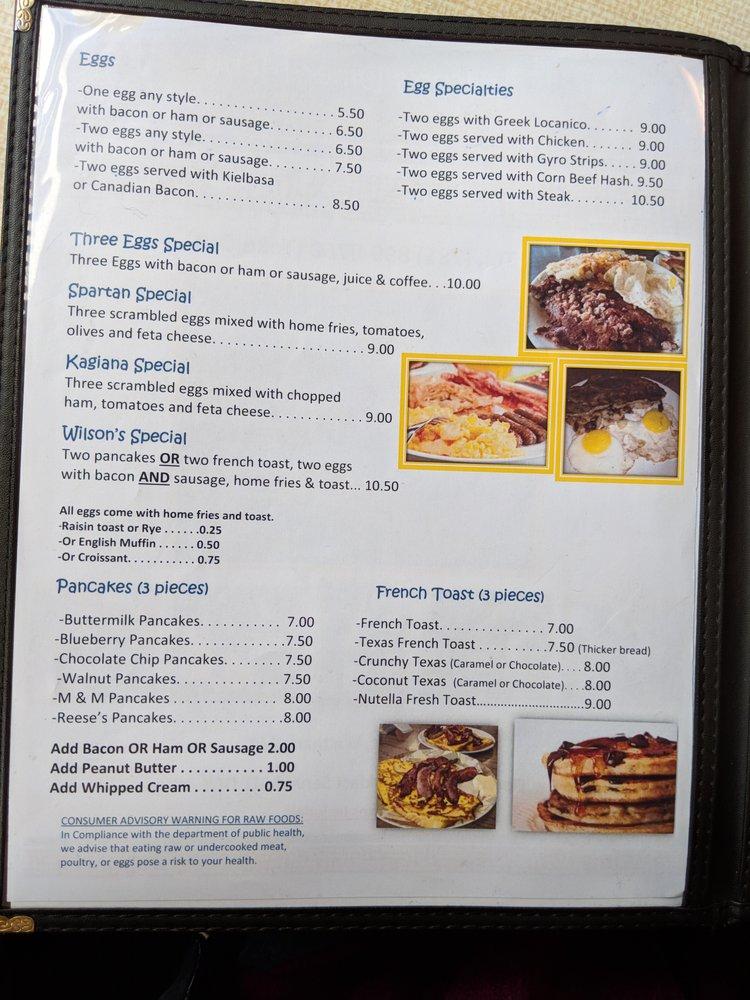 Menu at Wilson’s Diner restaurant, Waltham
