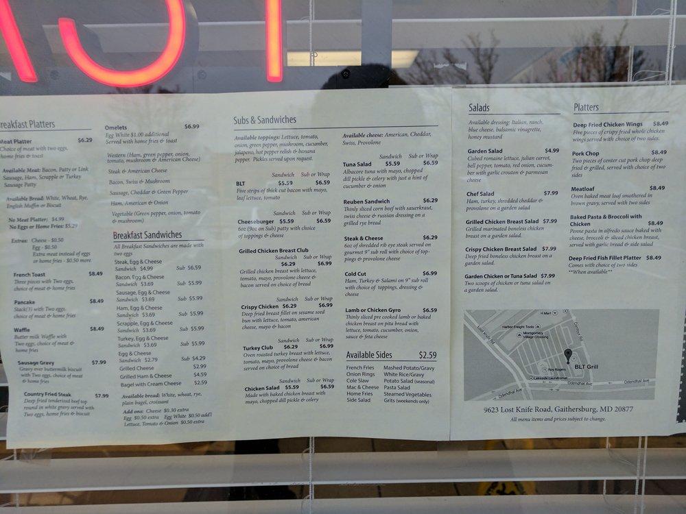 Menu at BLT Grill cafe, Gaithersburg