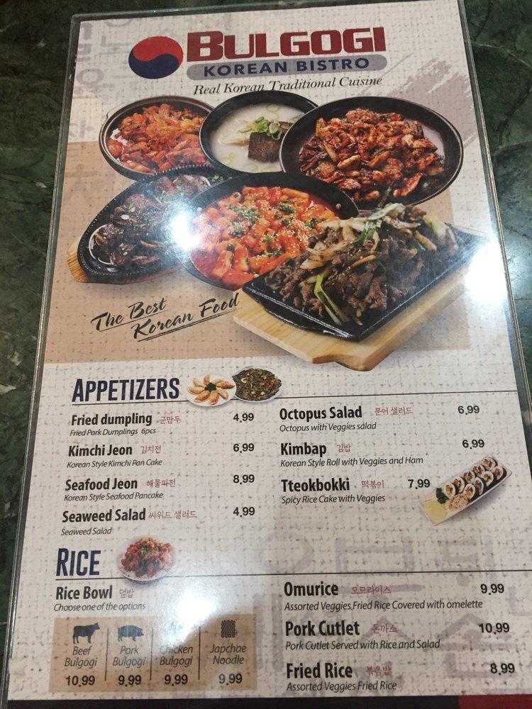 Menu at Bulgogi Korean Bistro restaurant, Edmond