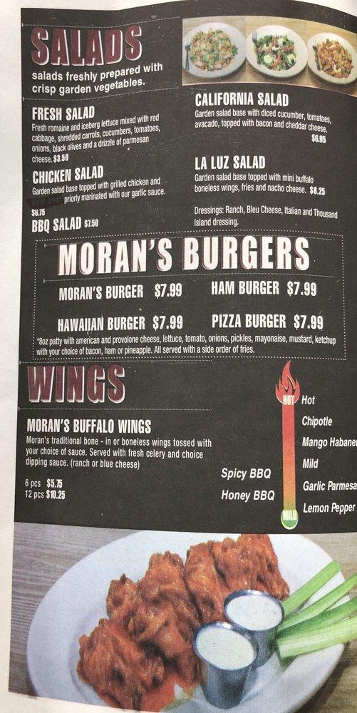 Menu at Moran’s Pizzeria & Restaurant, Donna