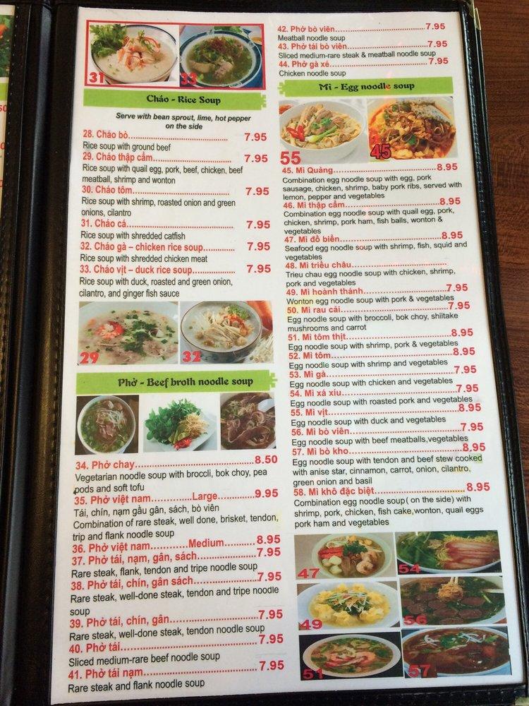 Menu at Nha Hang Viet Nam restaurant, Chicago