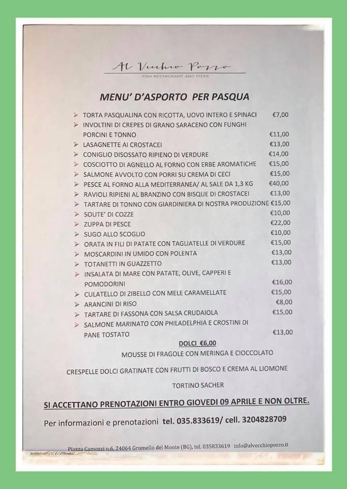 Menu da Al Vecchio Pozzo ristorante, Grumello del Monte