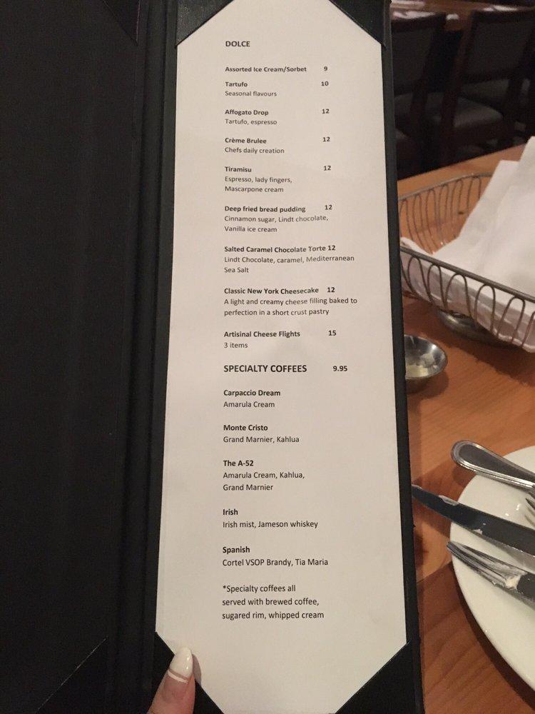 Menu at Carpaccio Restaurant & Wine Bar, Niagara Falls