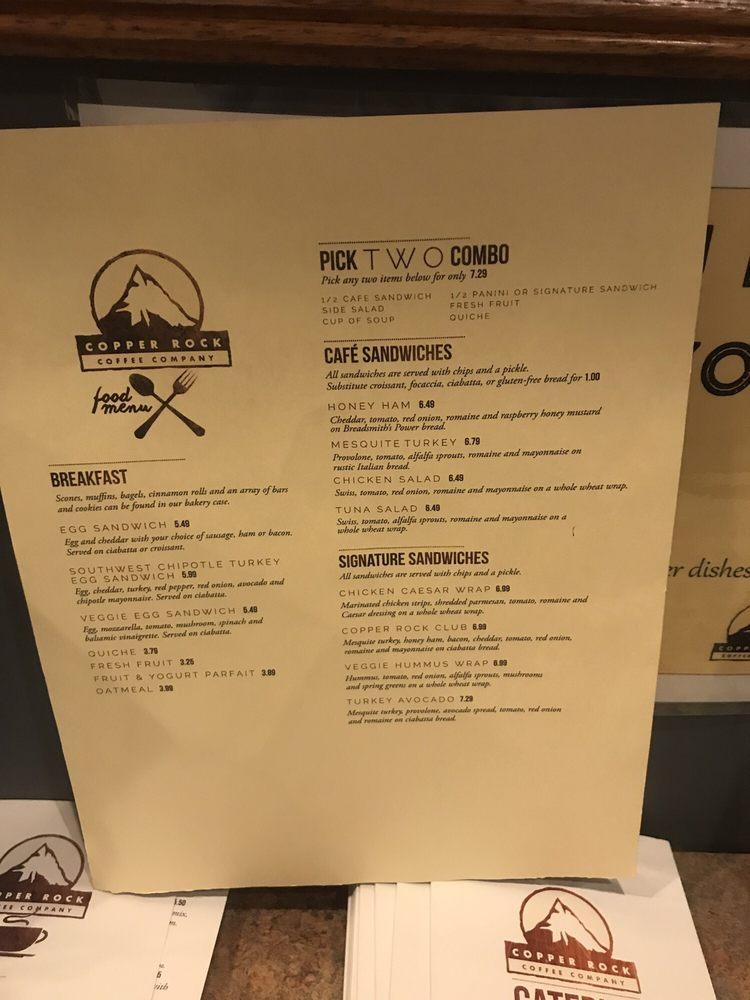 Menu at Copper Rock Coffee cafe, Appleton, E Edgewood Dr # 108
