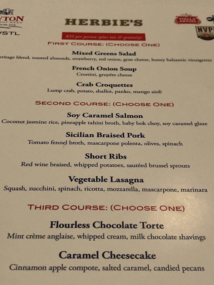 Menu at Herbie's pub & bar, Clayton, Maryland Ave