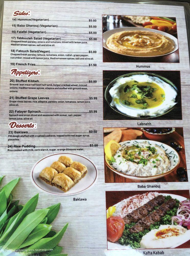 Menu at Laziz Ya Lebanese, Denver