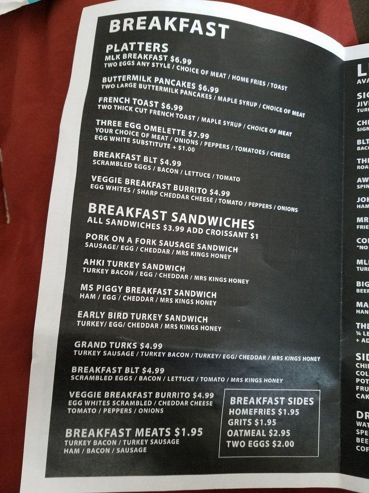 Menu at MLK Deli restaurant, Washington, Martin Luther King Jr Ave SE