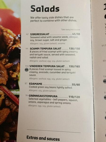Menu at Sabi Sushi Restaurant, Haugesund
