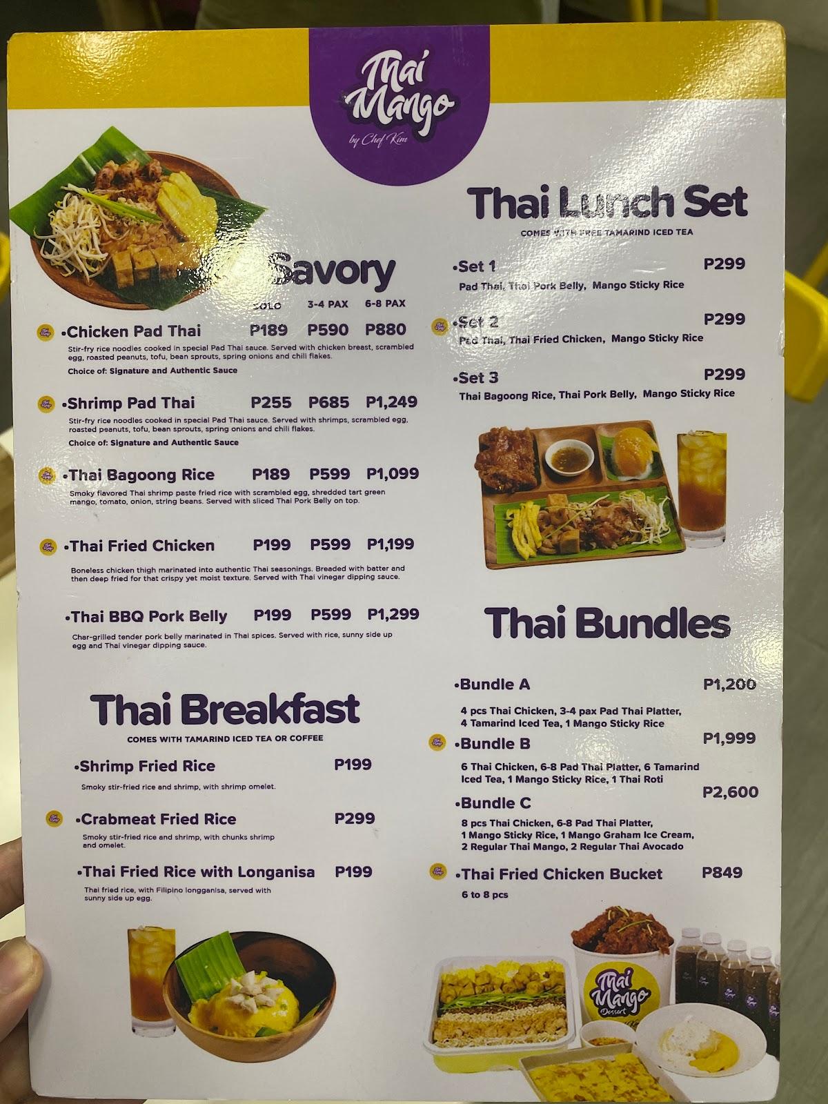 Menu at Thai Mango - Malate restaurant, Manila